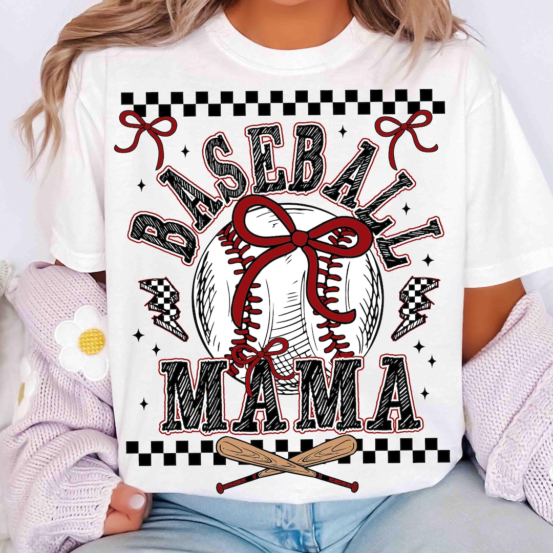 Retro Baseball Mama Png Checkered, Baseball Mama Png, Baseball Coquette ...