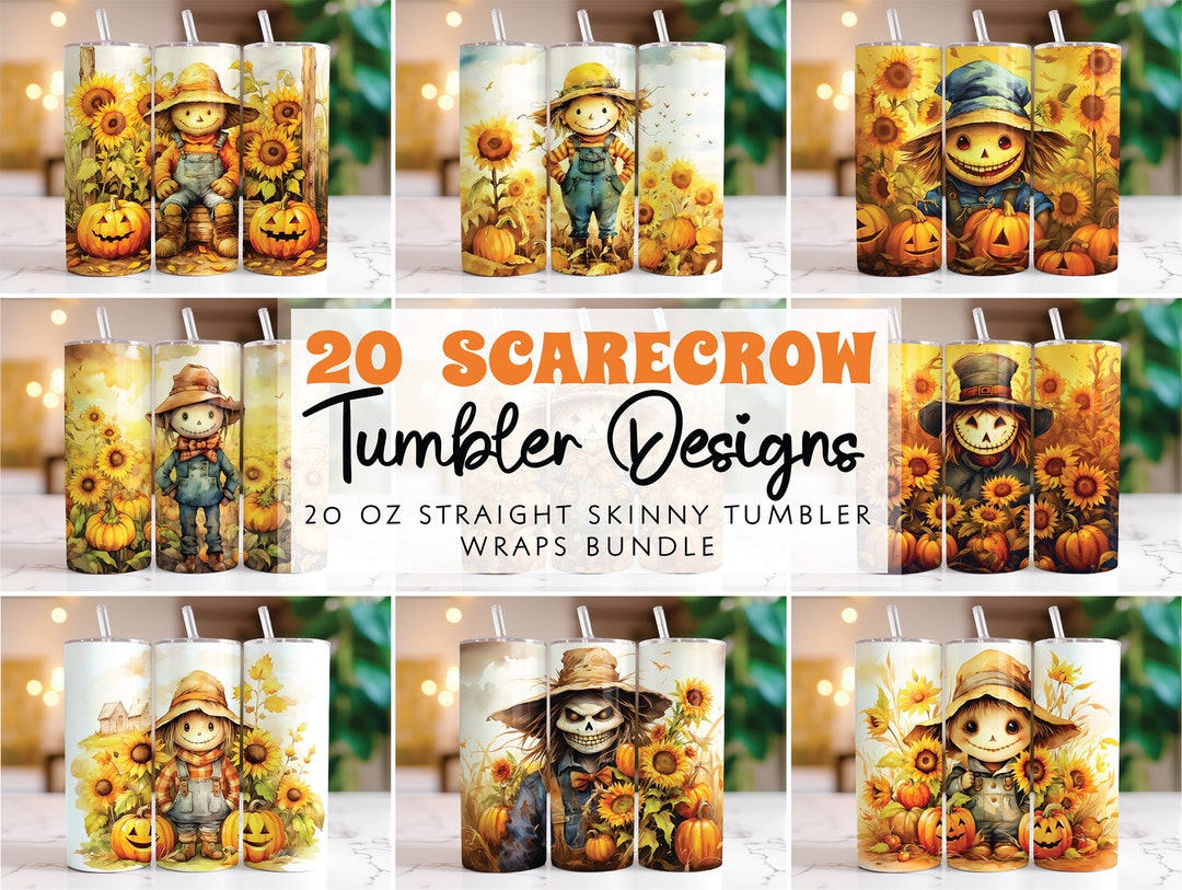 Fall Scarecrow Tumbler Wrap Bundle Sunflower 20 Oz Skinny Tumbler ...