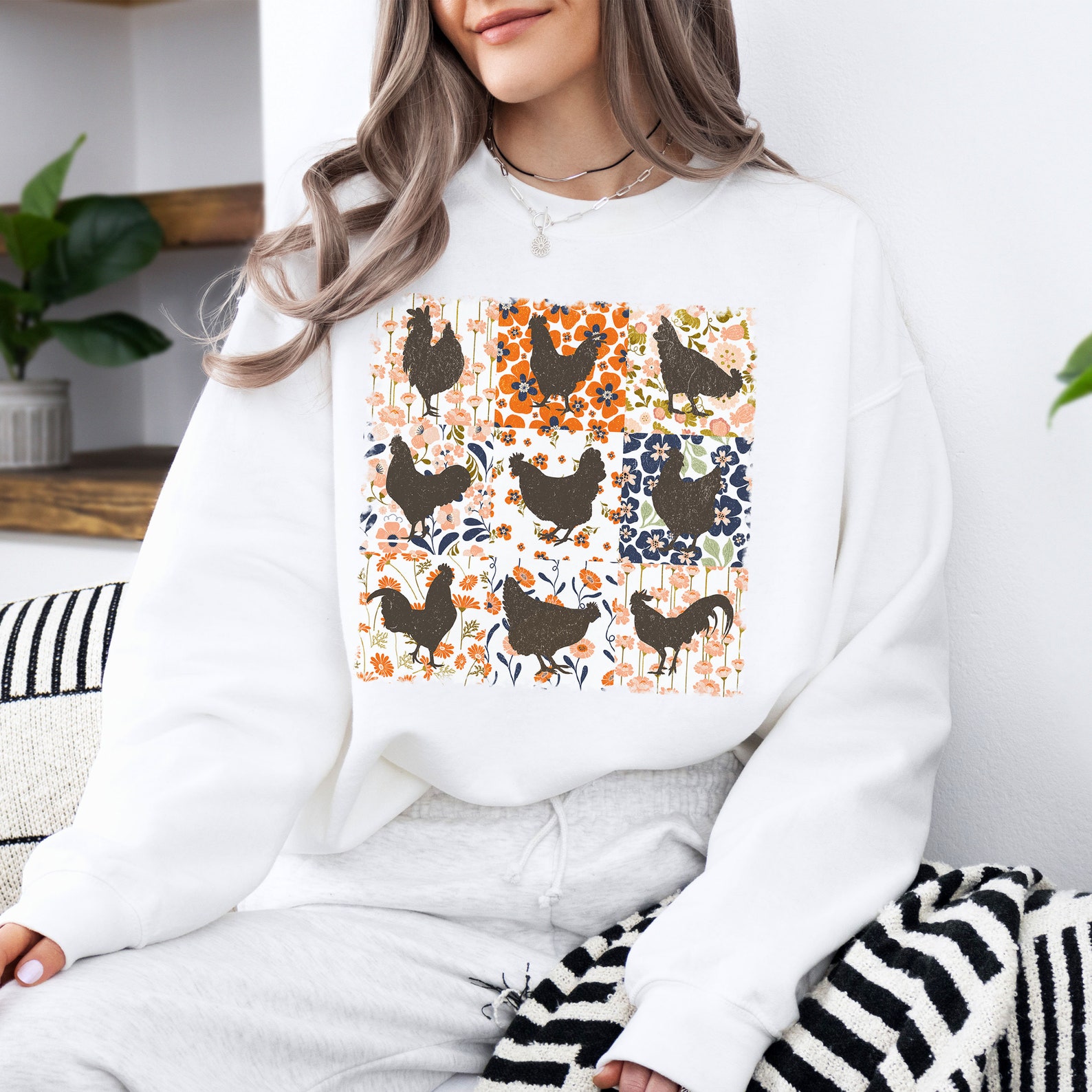 Retro Boho Chicken Farm Sublimation Design, Chicken Floral Sublimation ...