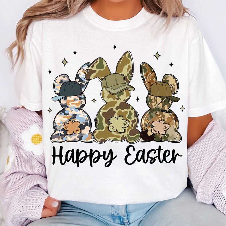 Happy Easter PNG, Camo Easter Bunny Png, Egg Hunter Bunny Png, Boy ...