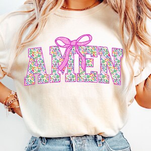 Floral Glitter Amen PNG, Retro Amen Png, Coquette Easter Png, Amen Png ...