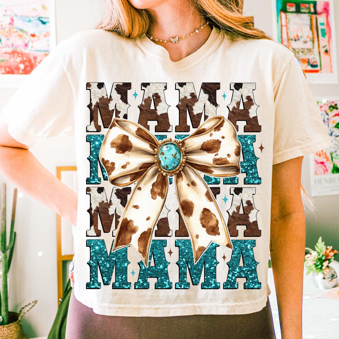 Western Mama Howdy PNG, Cowgirl Png, Coquette Turquoise Cowhide Png ...