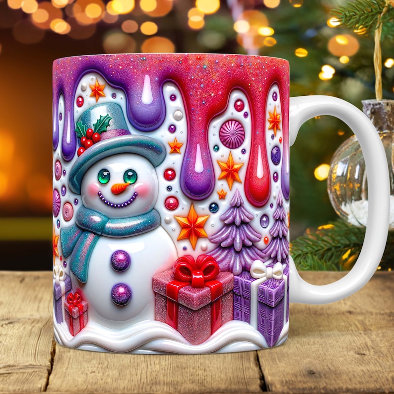 3D Snowman Mug Wrap Christmas Mug Wrap Sublimation Design PNG, 11oz and ...