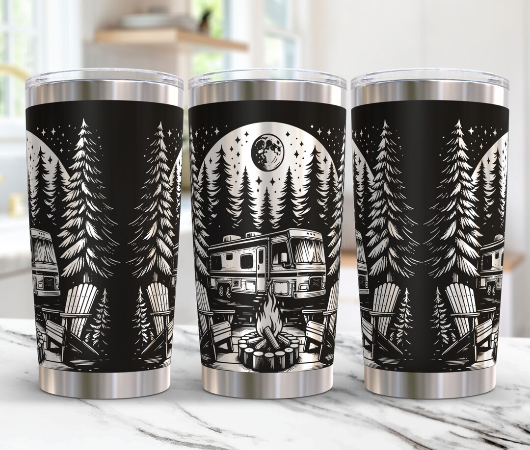 Camping Tumbler Wrap Laser Svg, 20oz Laser Engraved Tumbler Wrap ...