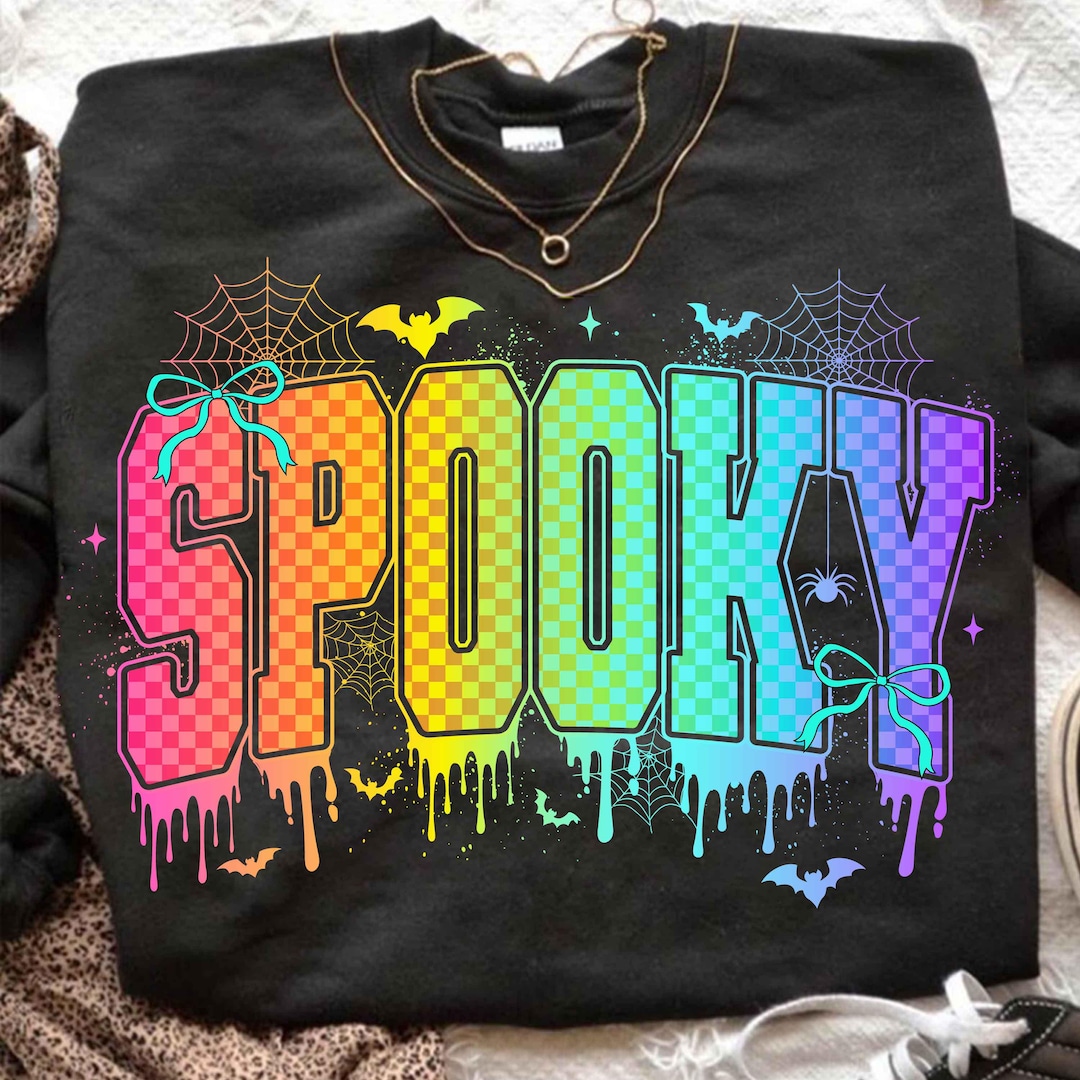 Checkered Halloween Drip PNG, Cute Boo Ghost Floral Coquette Png ...