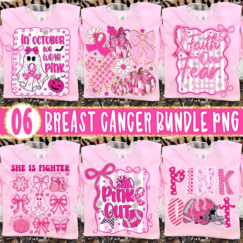 Preppy Breast Cancer Png Bundle, in October We Wear Pink Png, Breast ...