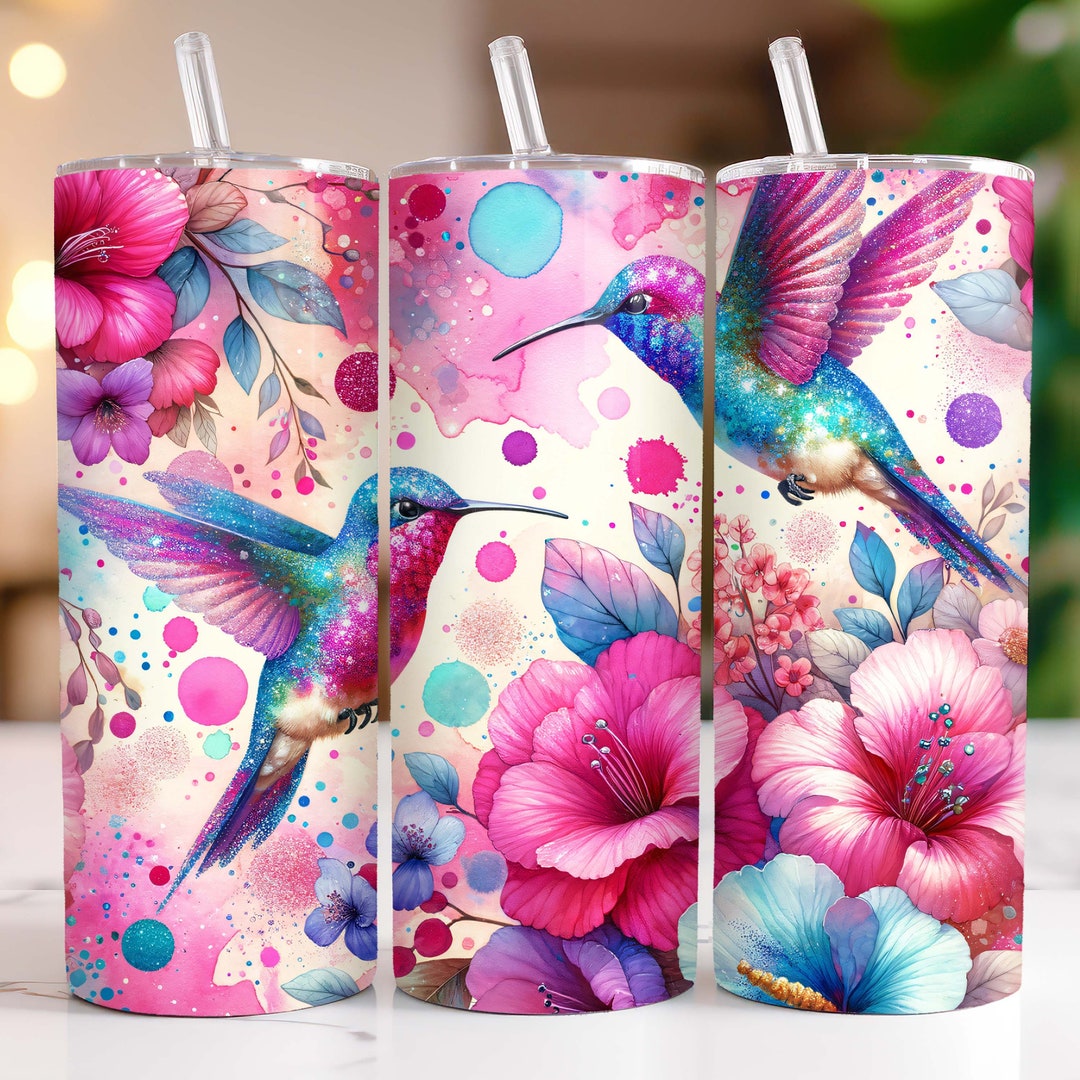 Hummingbirds Tumbler Wrap Floral 20oz Skinny Sublimation Tumbler Design ...