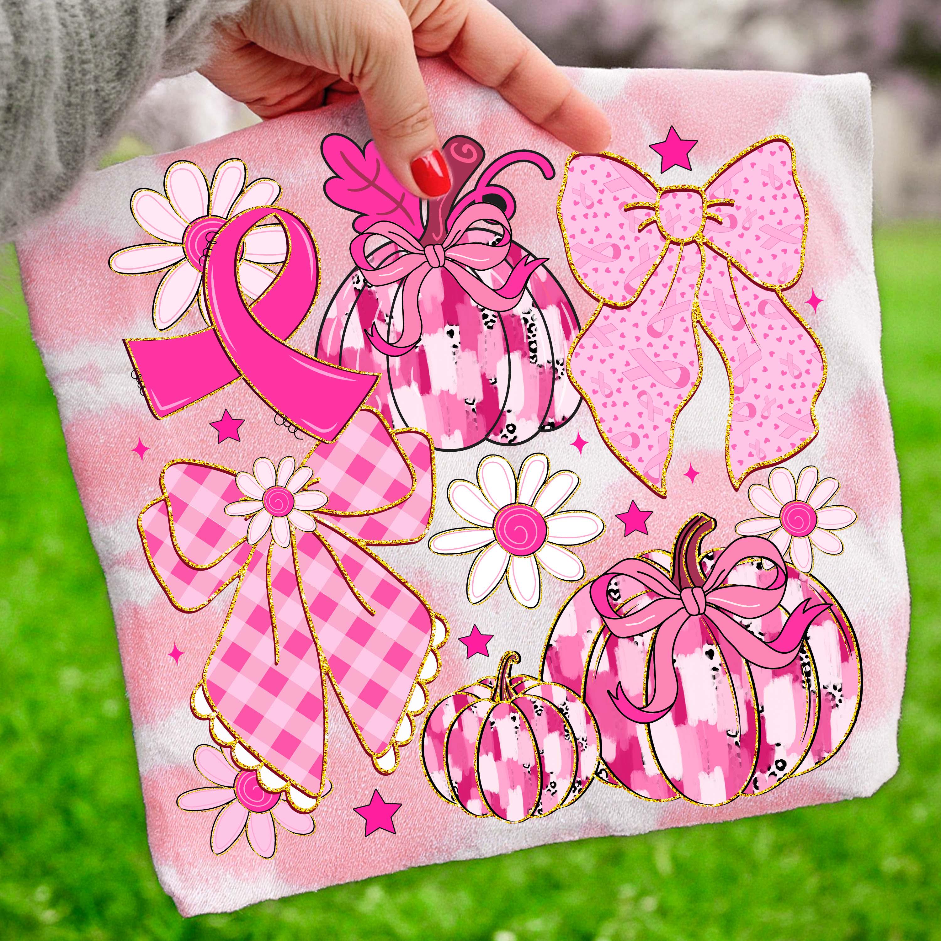 Preppy Breast Cancer Png Bundle, in October We Wear Pink Png, Breast ...