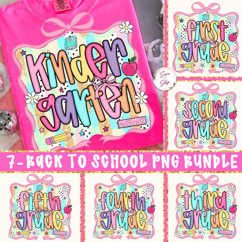 Preppy Back to School Bundle Png, First Day of School Shirt Png Bundle ...