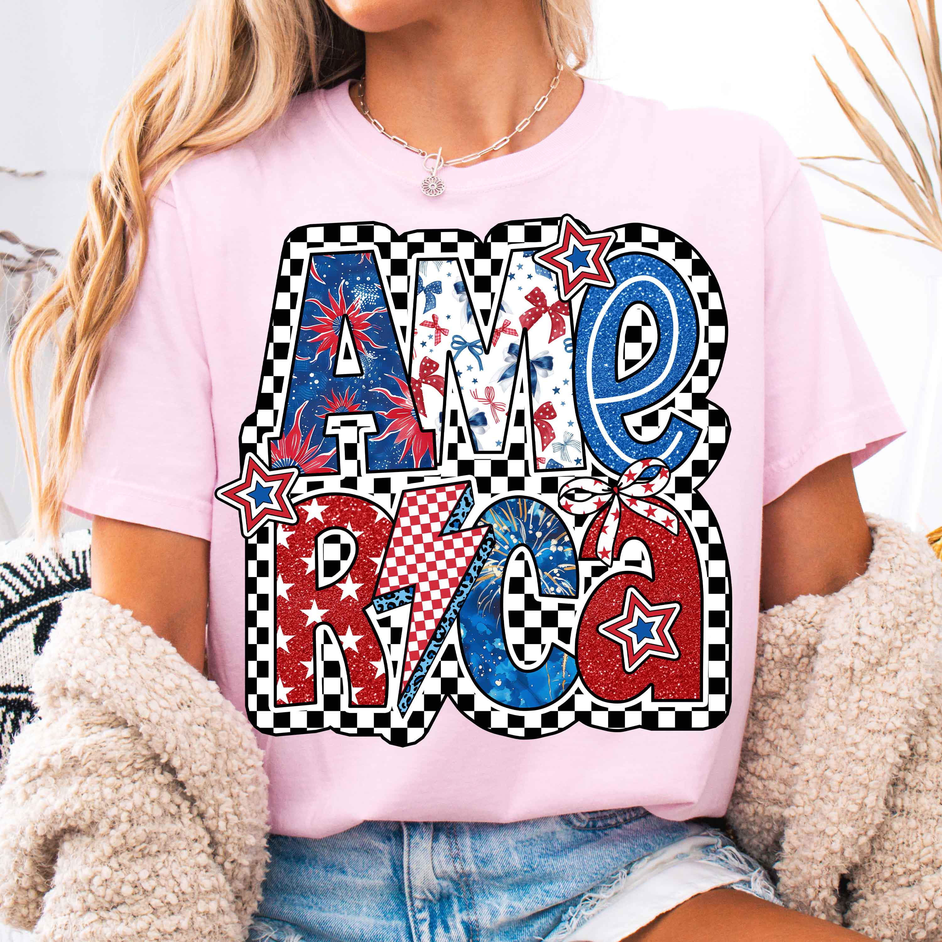 Preppy America Png, America Checkered Png, Retro 4th of July Png ...