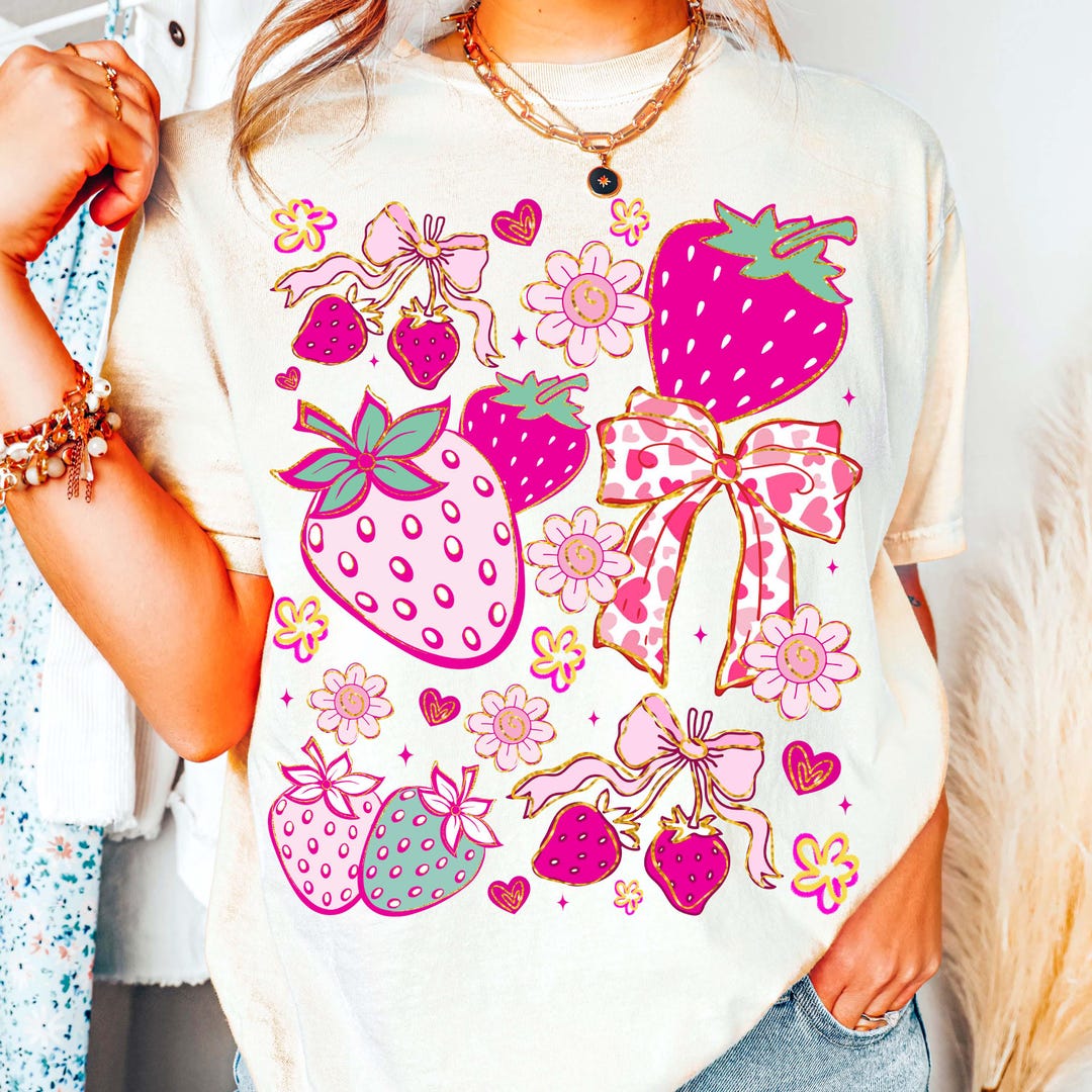 Coquette Preppy Strawberry Png, Summer Strawberry Png, Preppy ...