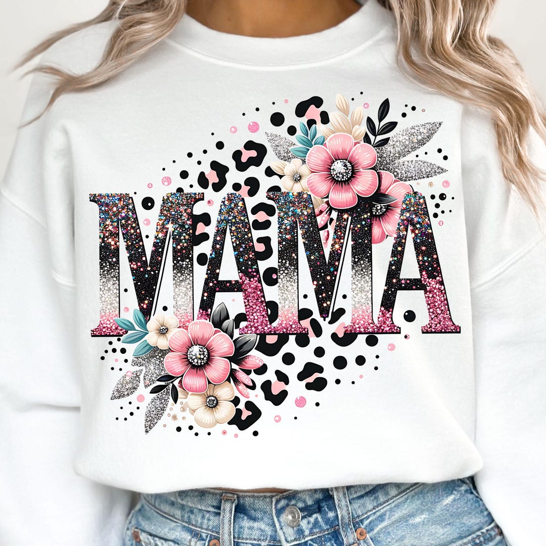 Glitter Pink Mama Png, Mothers Day Png, Floral Mama Varsity Png, Retro ...
