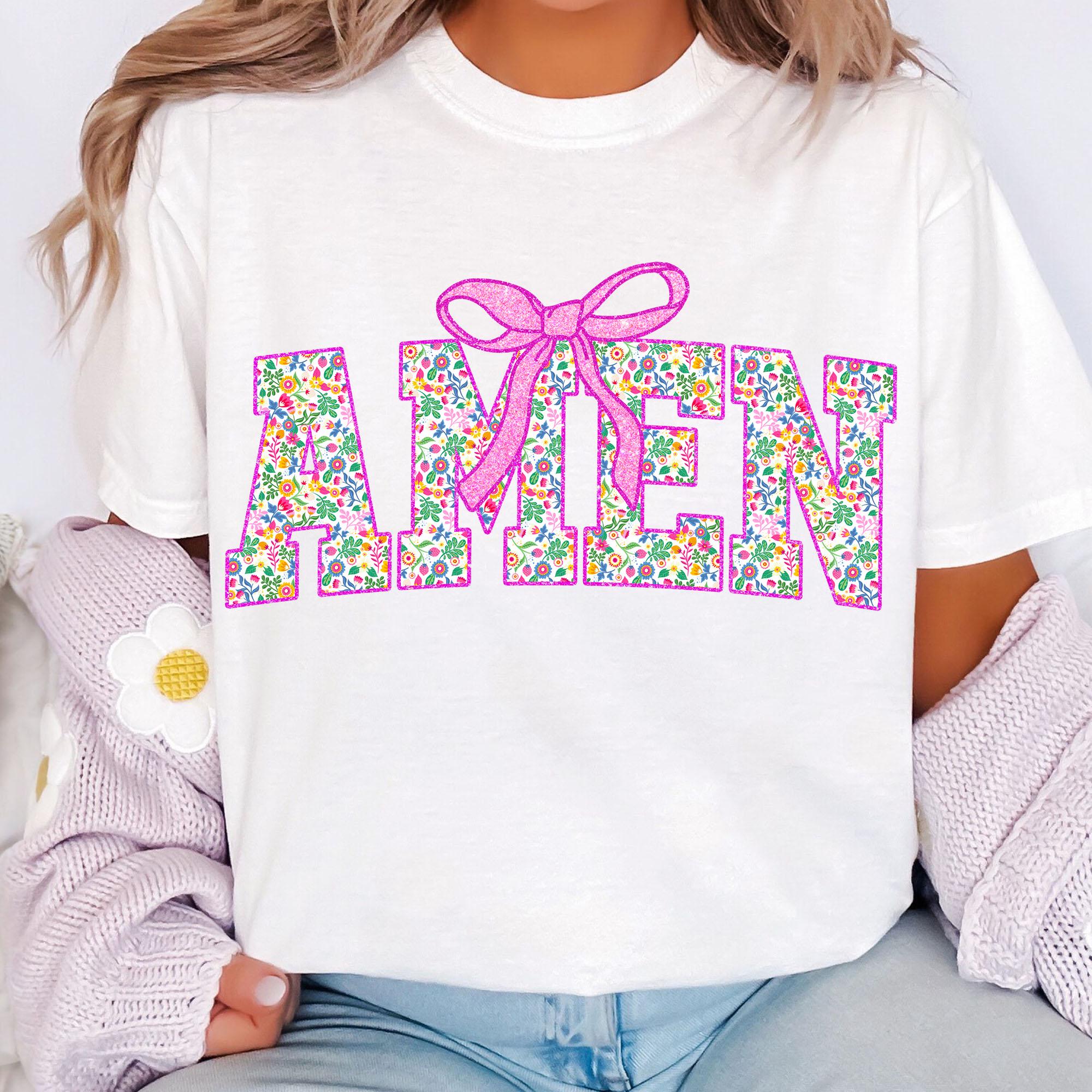 Floral Glitter Amen PNG, Retro Amen Png, Coquette Easter Png, Amen Png ...