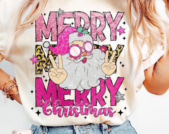Merry Christmas PNG, Pink Christmas Png, Christmas Png, Retro Christmas ...
