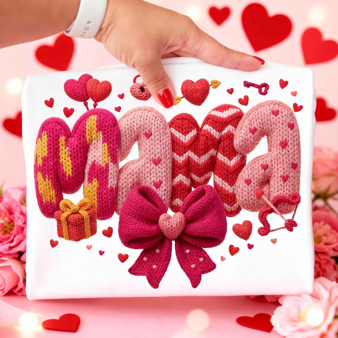 Faux Yarn Crochet Mama Valentine Png, Preppy Mama Valentine Latch Hook ...