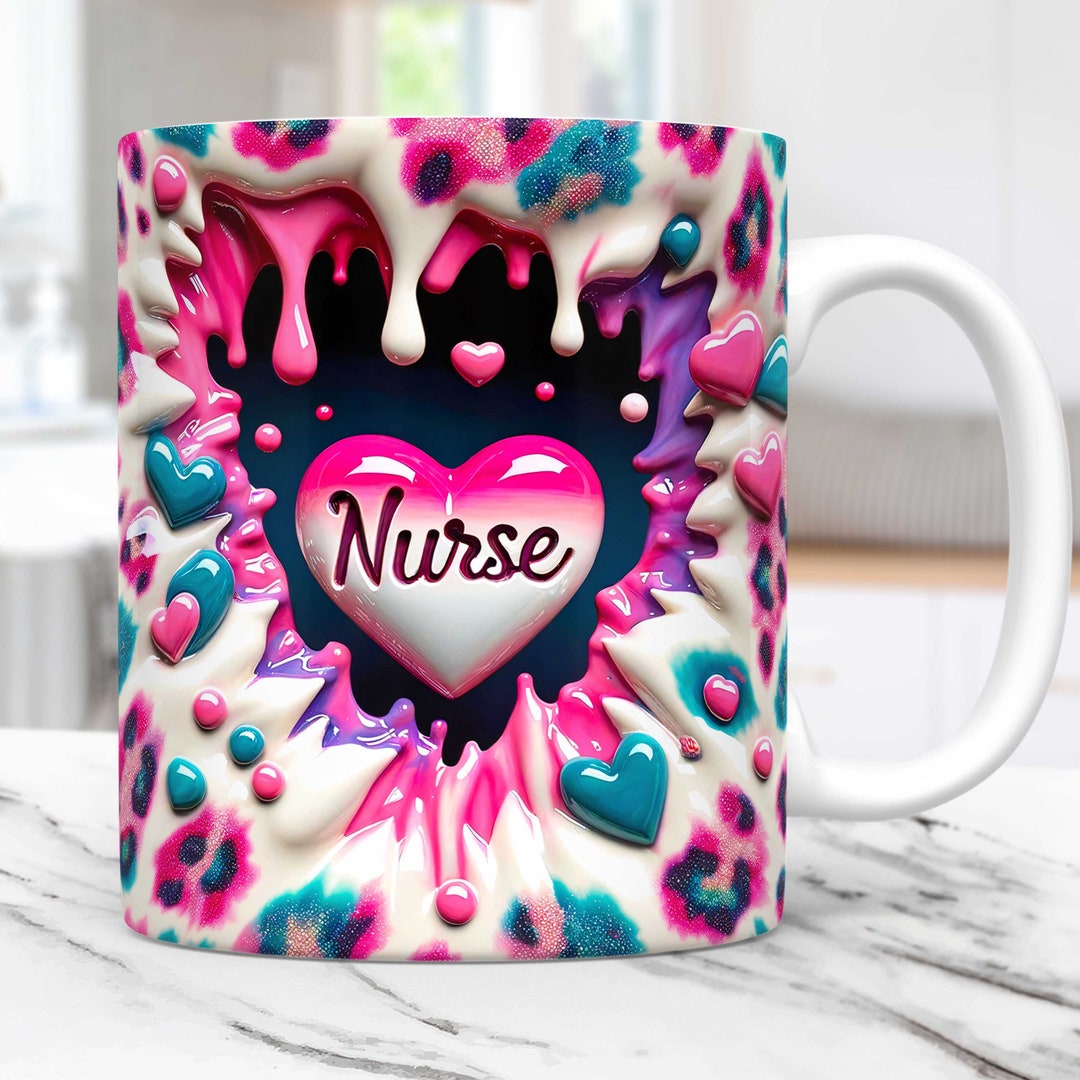 Cute Nurse Mug Wrap, Nurse Mug PNG Sublimation Design, 11oz and 15oz ...