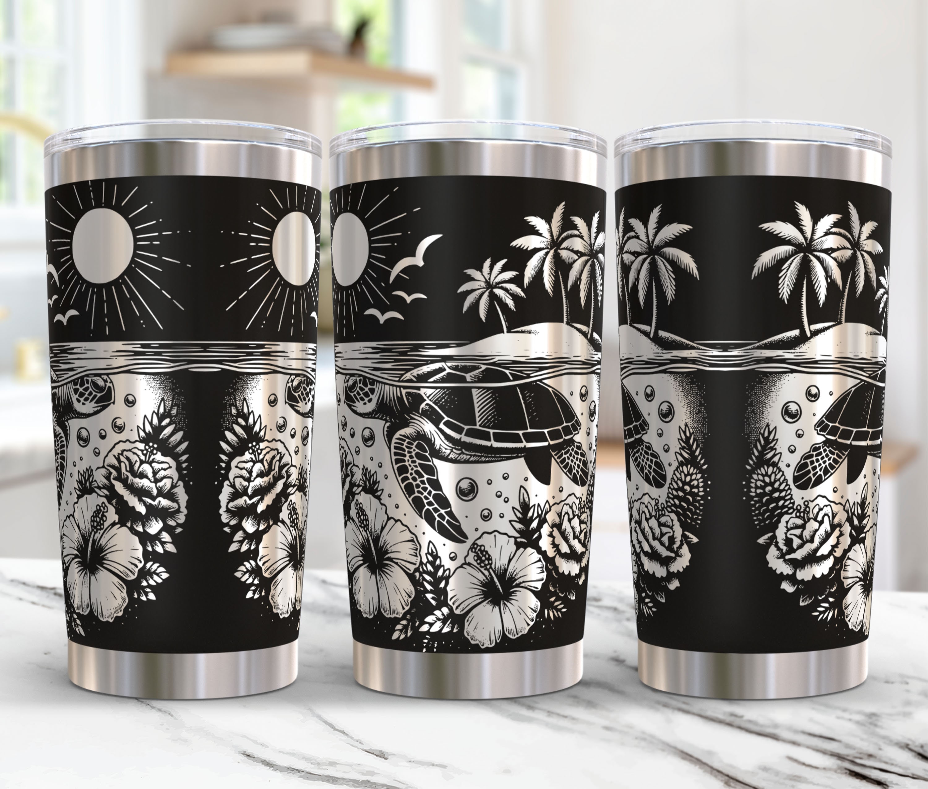 Sea Turtle Tumbler Wrap Laser Svg, 20oz Laser Engraved Baby Turtle ...