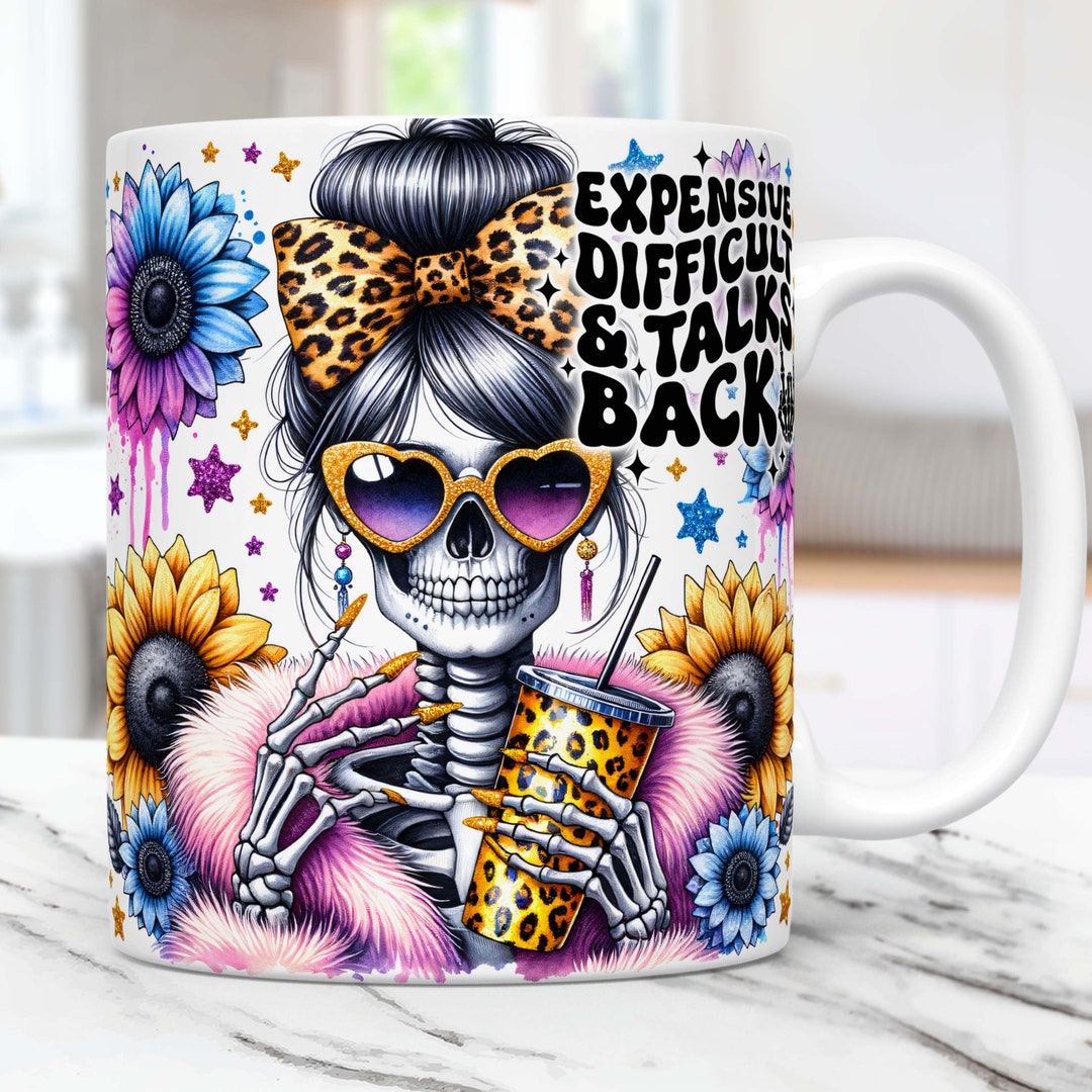 Funny Skeleton Mug Wrap Sublimation Mug Design Templates PNG, Expensive ...