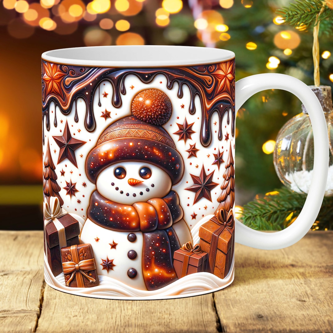3D Christmas Mug Wrap Snowman Mug Wrap Puffy Sublimation Design 3D ...