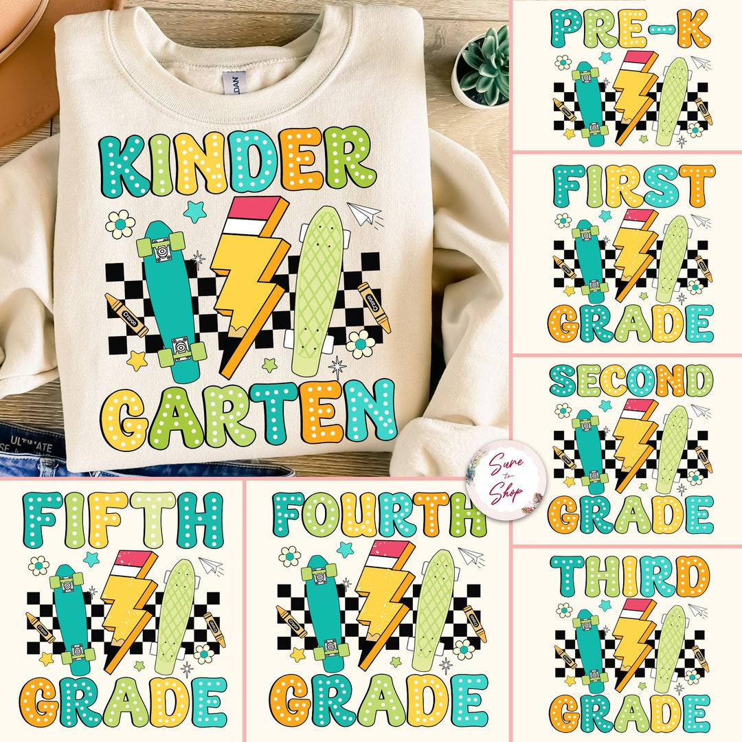 Retro Back to School Png Bundle, Retro Kindergarten Png, First Day of ...