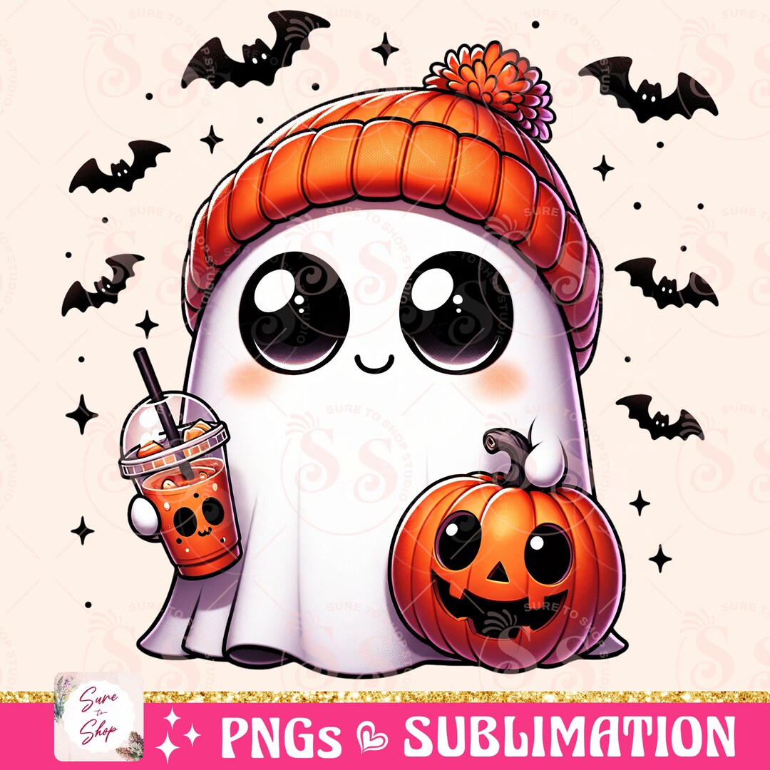 Halloween Png, Cute Ghost Png, Coffee Png, Bougie Png, Bougie Ghost ...