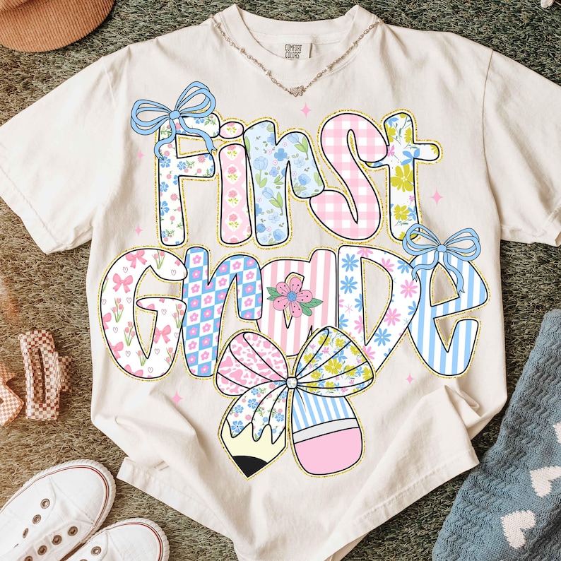Preppy Back to School Floral Bundle Png, First Day of School Png ...