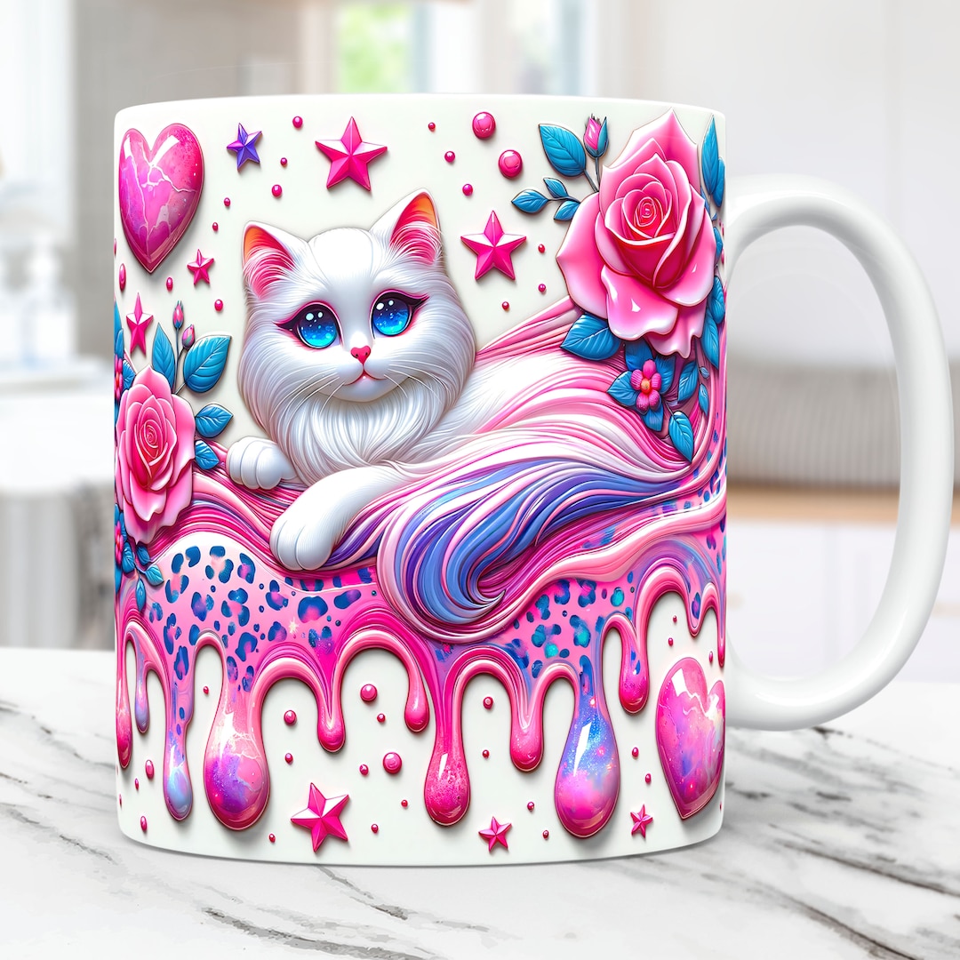 Pinke Katze Becher wickeln Katzenliebhaber Becher wickeln Sublimation ...