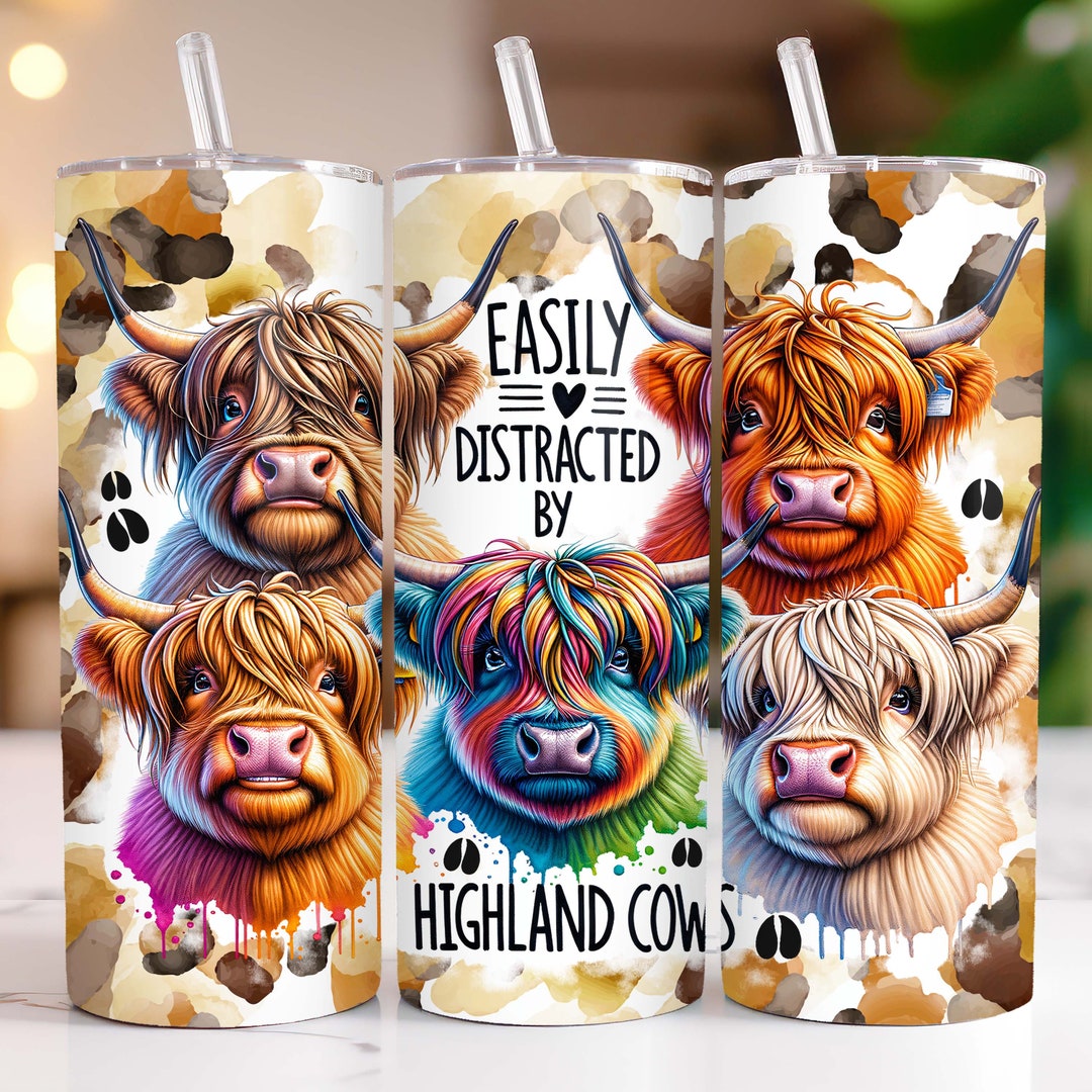 Funny Highland Cow Tumbler Wrap 20 Oz Skinny Highland Cow Tumbler PNG ...