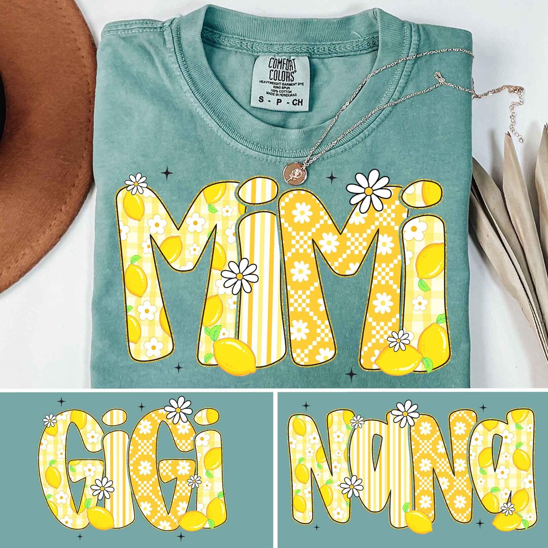 Preppy Mimi Gigi Nana Lemon Bundle Png, Cute Lemon Floral Mimi Png ...