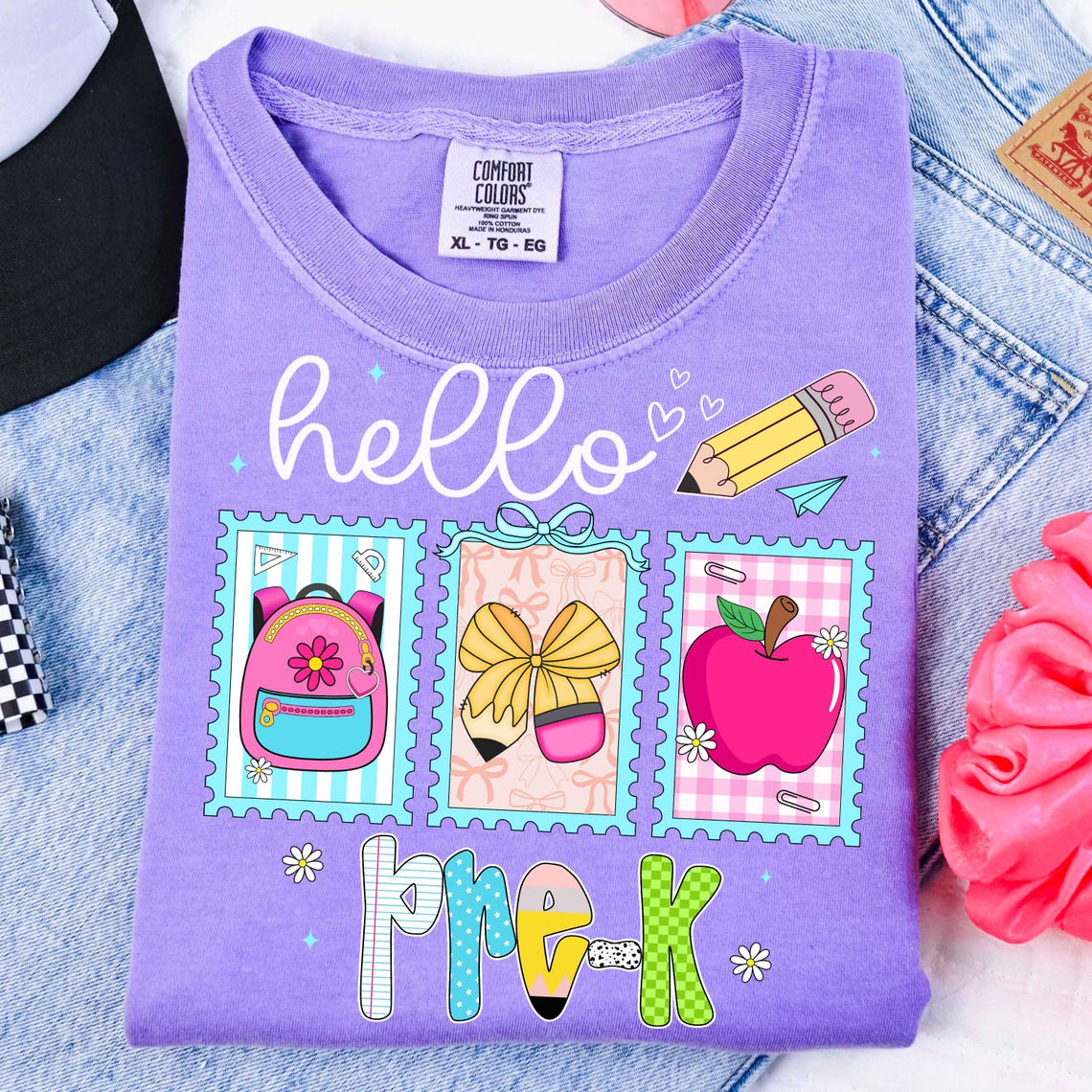 Preppy Back to School PNG Bundle, Hello Kindergarten Pre-k 1st 2d 3d ...