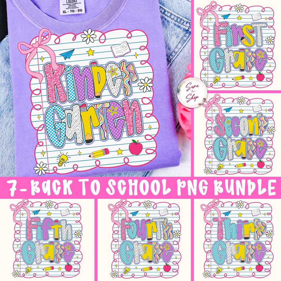 Preppy Back to School Bundle Png, First Day of School Bundle Png ...