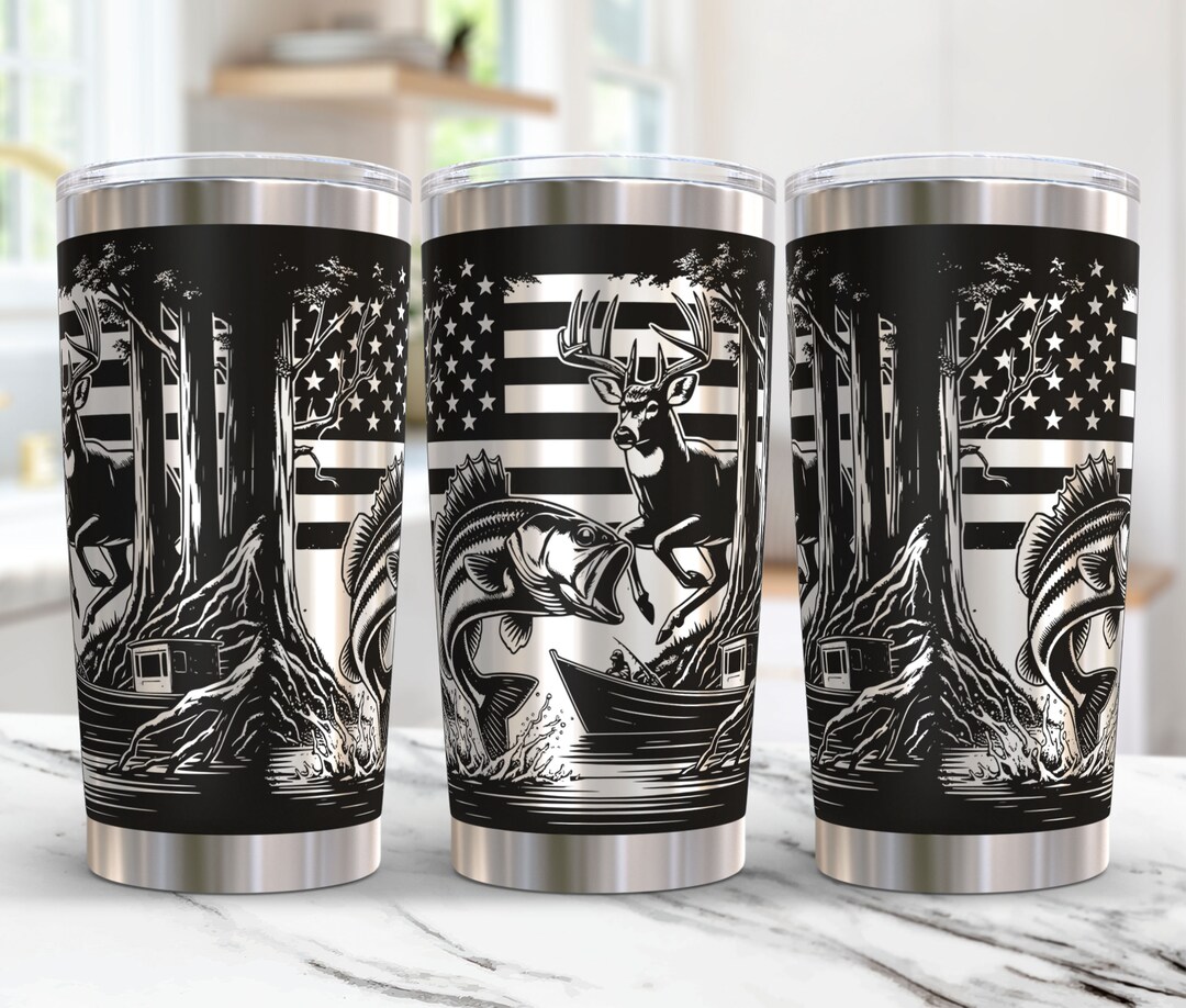 Fishing Tumbler Wrap Laser File Svg USA Flag 20oz Laser Engraved ...