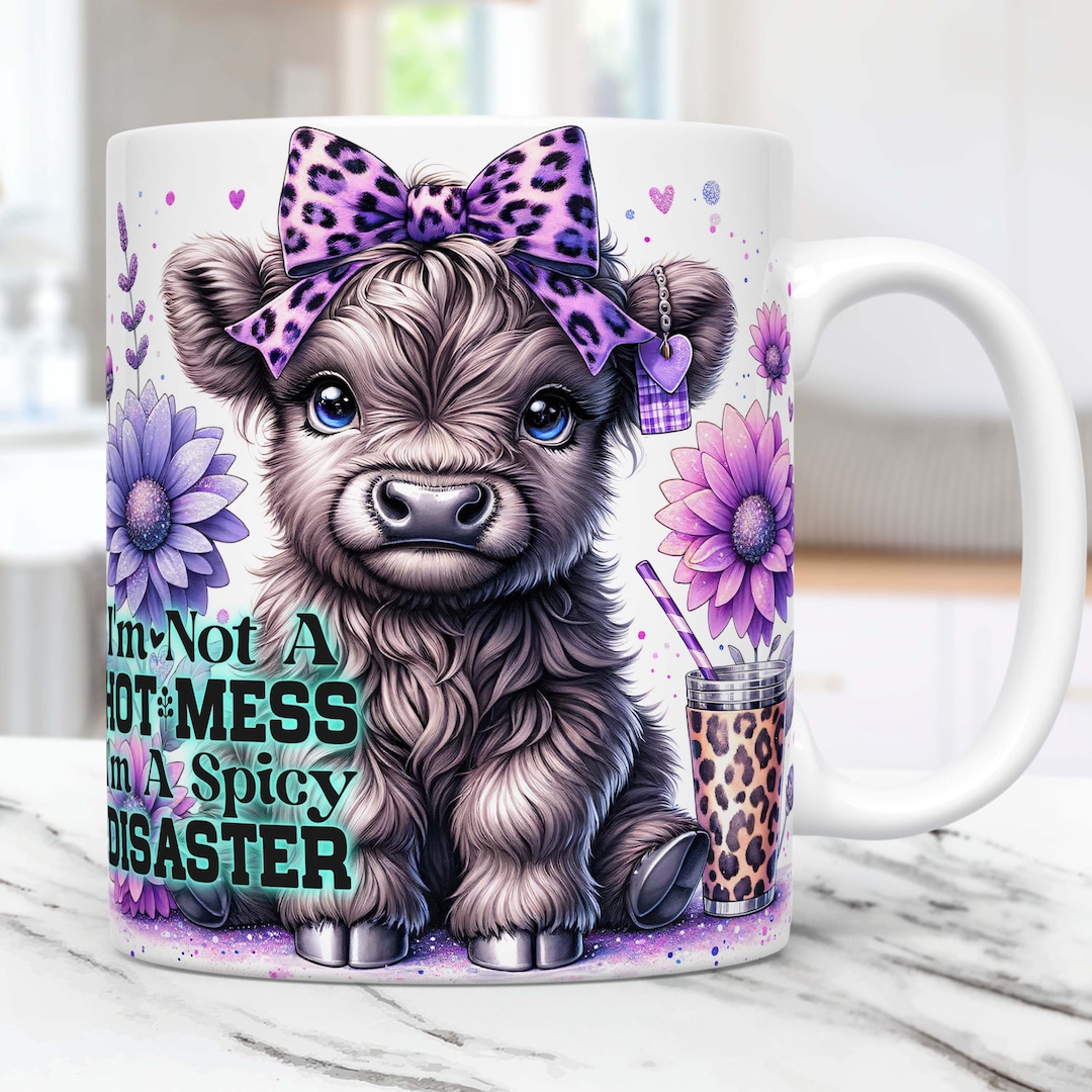 Baby Highland Cow Mug Wrap, Snarky Funny Mug Sublimation Design, 11oz ...