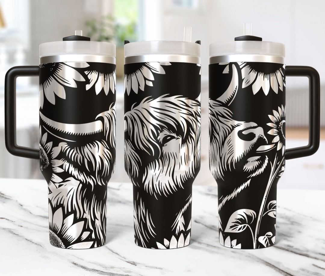 Highland Cow Tumbler Wrap Laser Svg, 40oz Laser Engraved Tumbler Wrap ...