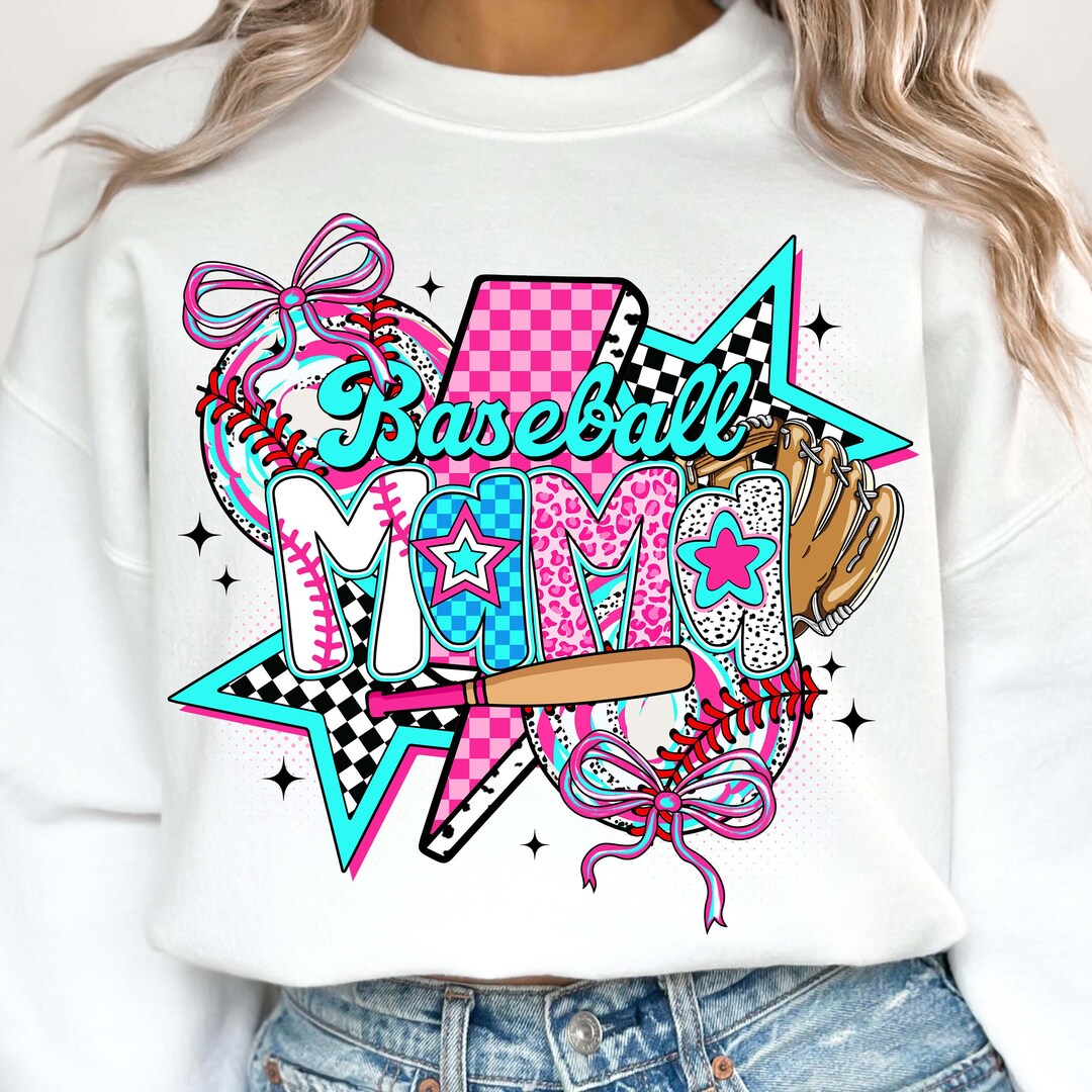 Preppy Baseball Mama Png, Coquette Baseball Png, Brushstroke Baseball ...