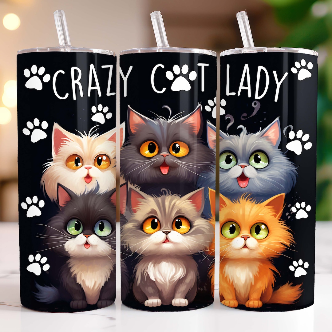 Cats Tumbler Wrap, Cat Lovers Skinny 20oz Tumbler Sublimation Design ...