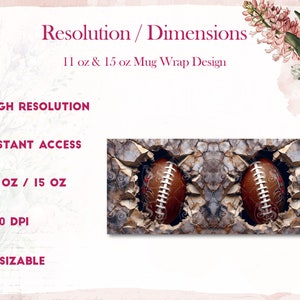 3D Football Mug Wrap, 3D Cracked Hole Football Mug Wrap Sublimation ...