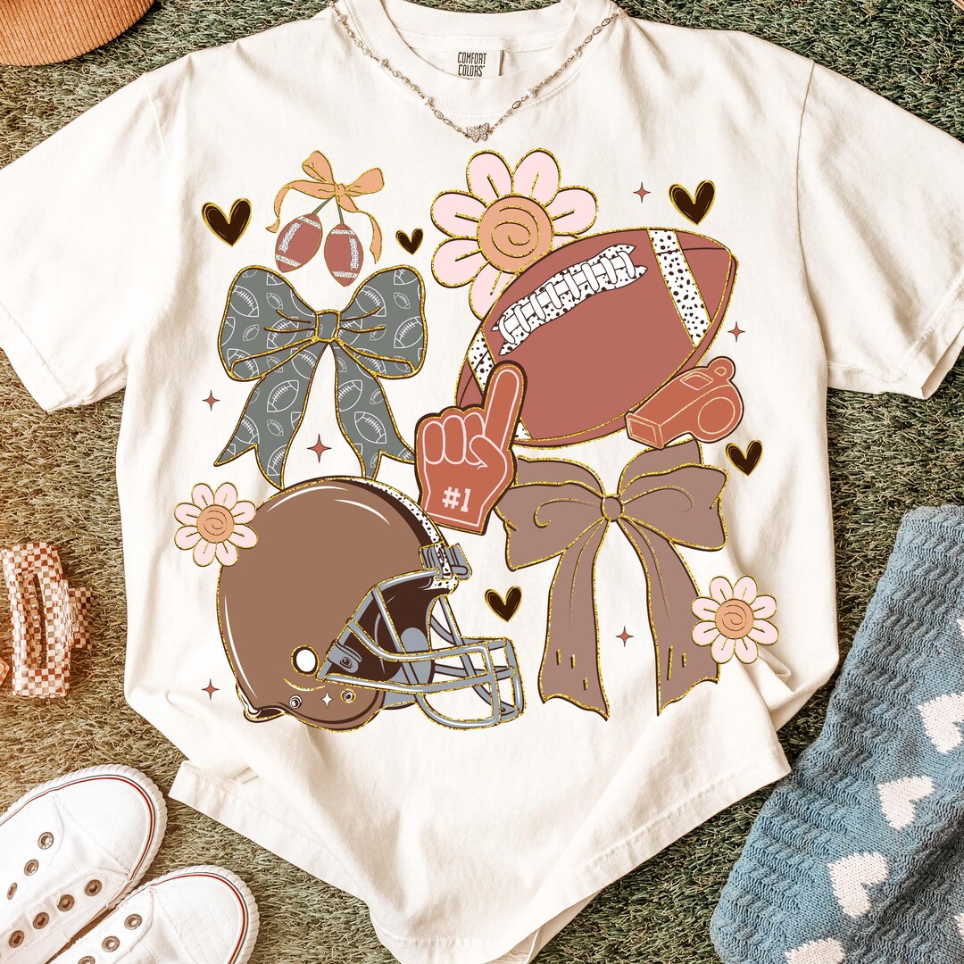 Preppy Coquette Football Png, Football Mom Png, Game Day Png, Retro ...