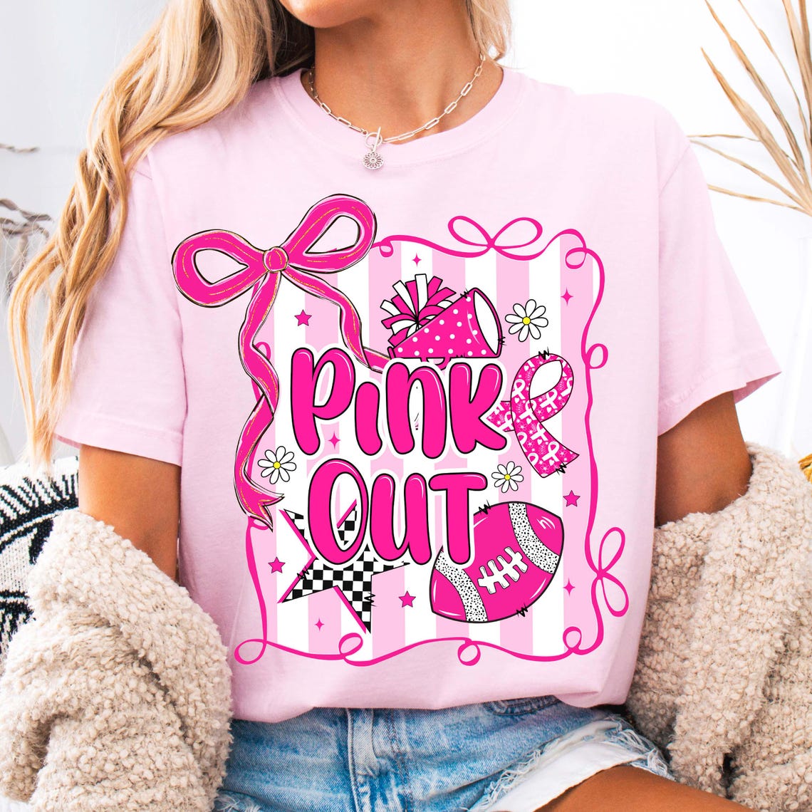 Preppy Breast Cancer Png Bundle, in October We Wear Pink Png, Breast ...