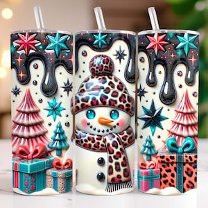 3D Inflated Snowman Christmas Tumbler Wrap 20oz Skinny Sublimation ...