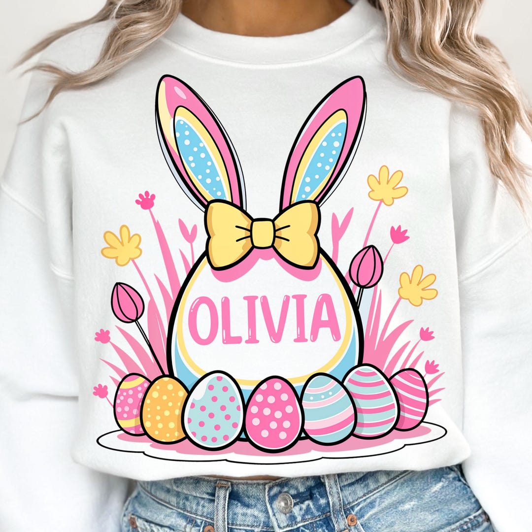 Custom Name Easter Bunny Png, Happy Easter Png Coquette Bunny PNG ...