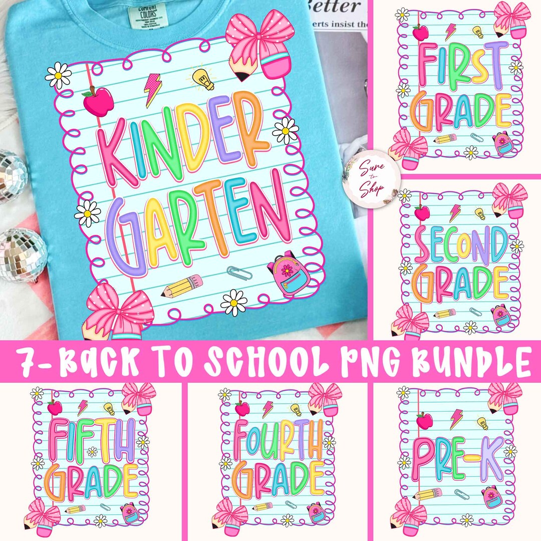 Preppy Back to School Bundle Png, Preppy Teacher First Day of School ...