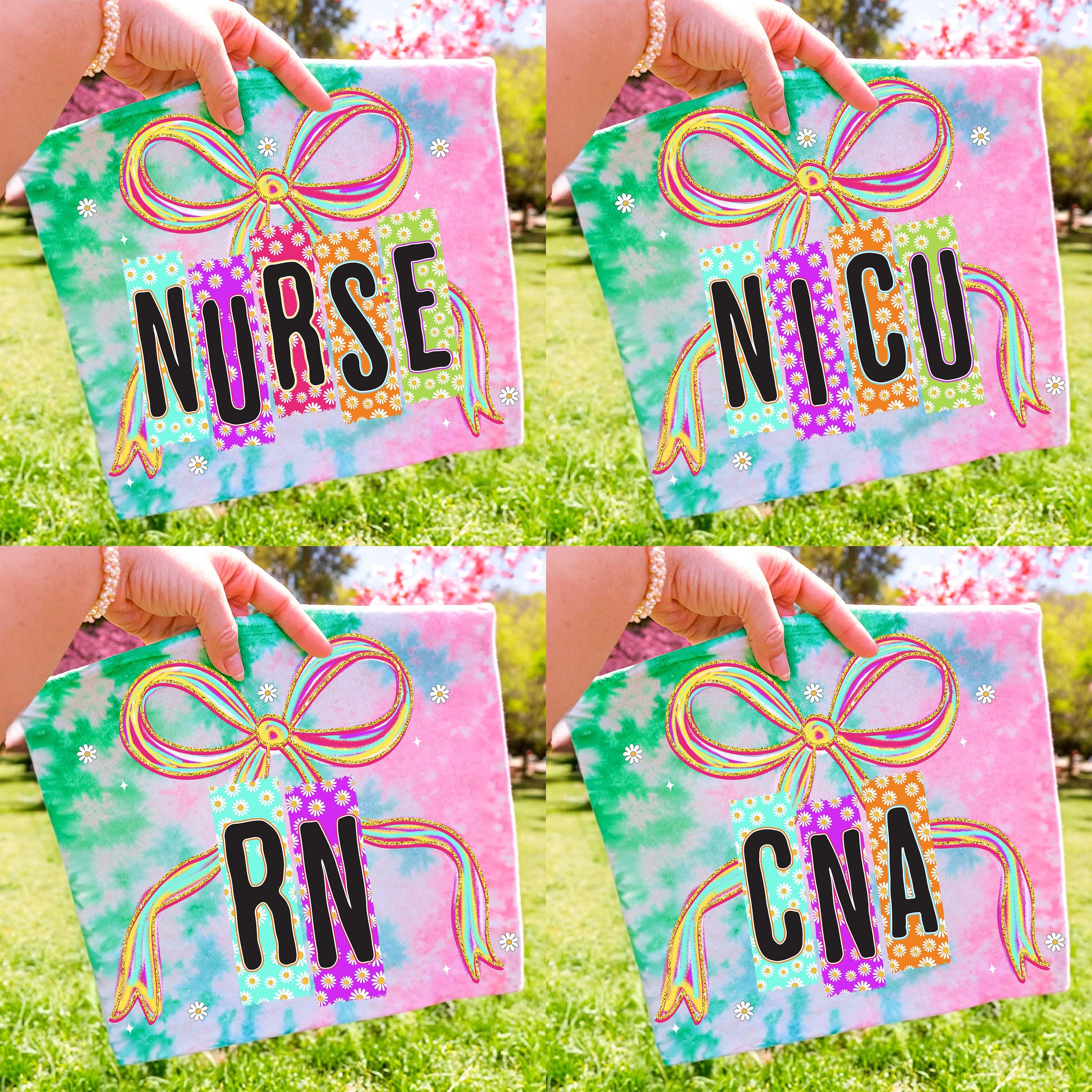 Preppy Floral Neon Nurse PNG Bundle, Nurse CNA RN Nicu Png, Nurse Life ...