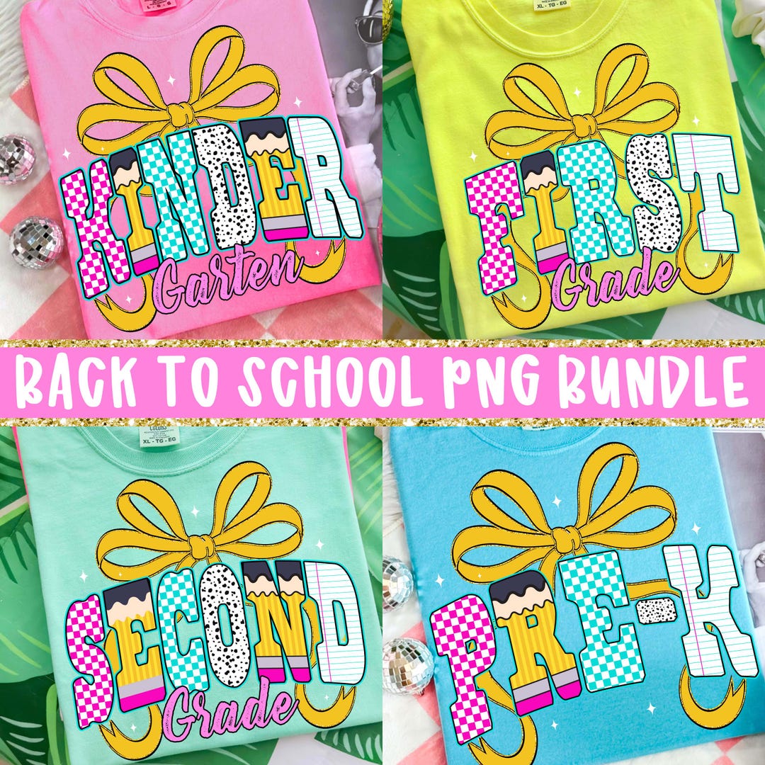 Preppy Back to School Bundle PNG, Teacher Coquette First Day of School ...