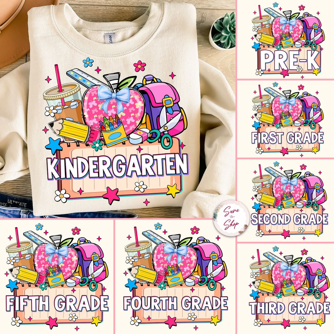 Retro Back to School Png Bundle, First Day of School Png, Kindergarten ...