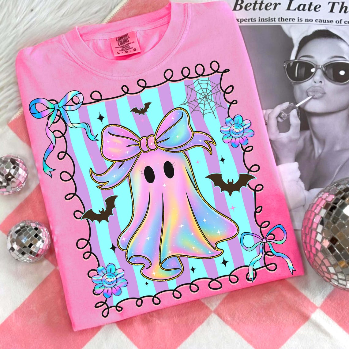 Preppy Coquette Iridescent Ghost Png, Halloween Shirt Png, Girly ...