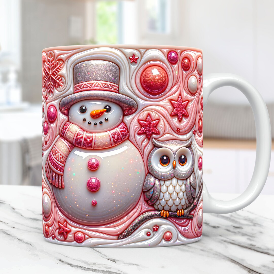 3d Snowman Mug Wrap Christmas Mug Wrap Inflated Sublimation Etsy