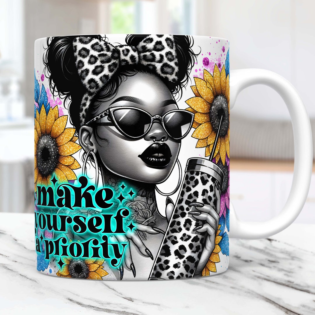 Motivational Black Woman Mug Wrap, Daily Affirmations Mug Wrap ...