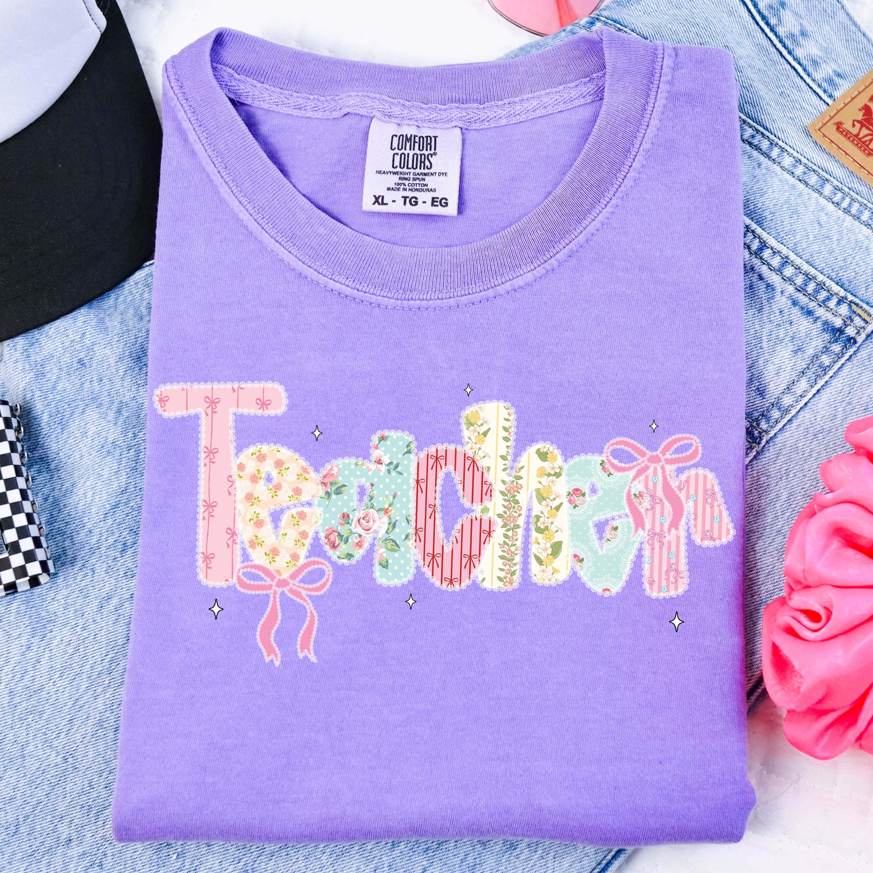 Coquette Lace Teacher Png, Preppy Back to School Png, Teacher Bow Shirt ...