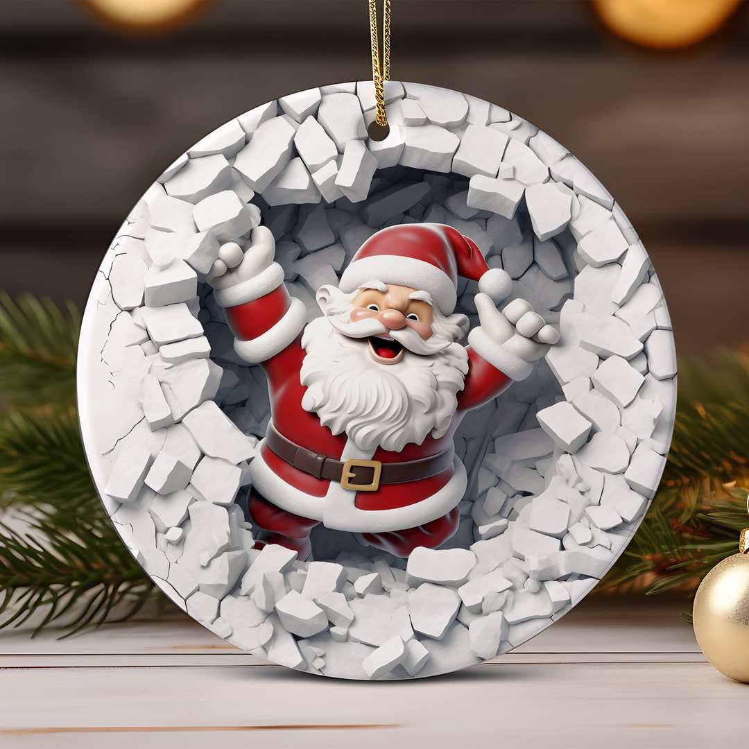 3D Santa Christmas Ornament Sublimation PNG, Christmas Round Ornament ...
